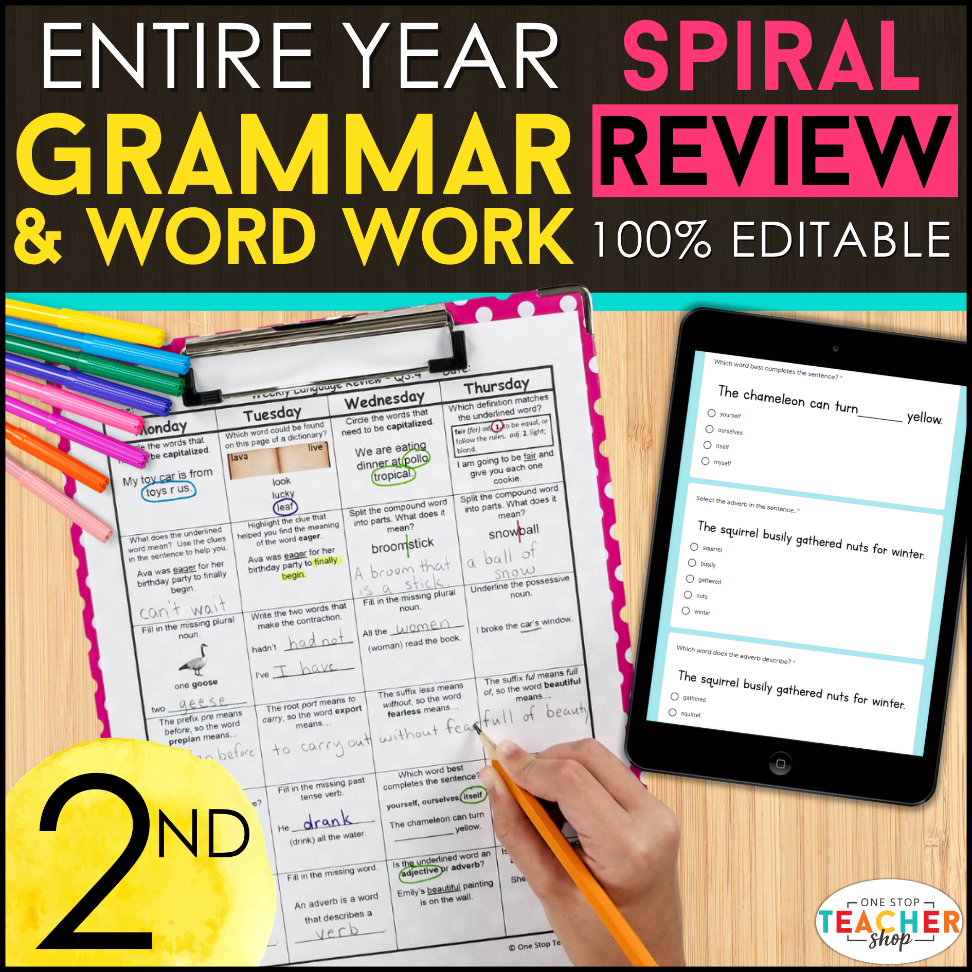 2nd Grade Grammar Spiral Review – One Stop Teacher Shop