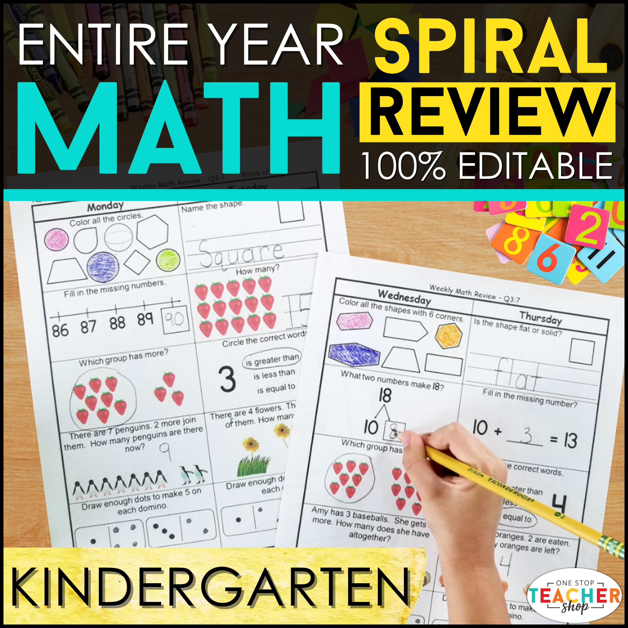 Kindergarten Math Spiral Review – One Stop Teacher Shop
