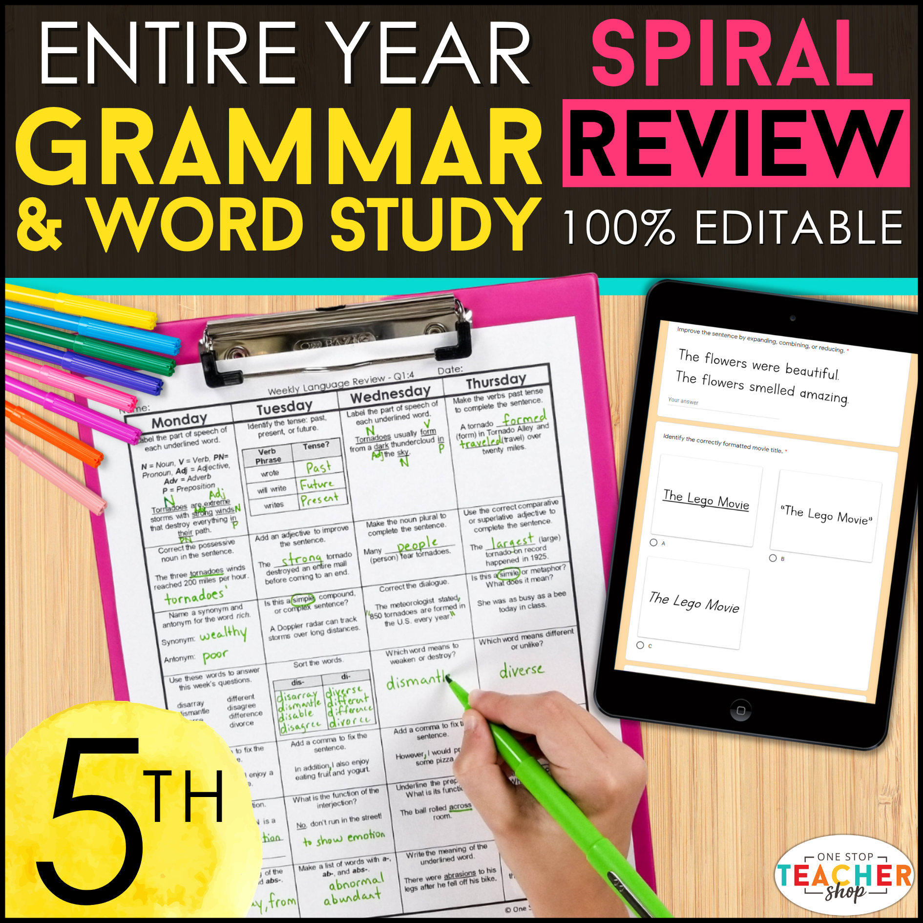 5th Grade Grammar Spiral Review – One Stop Teacher Shop