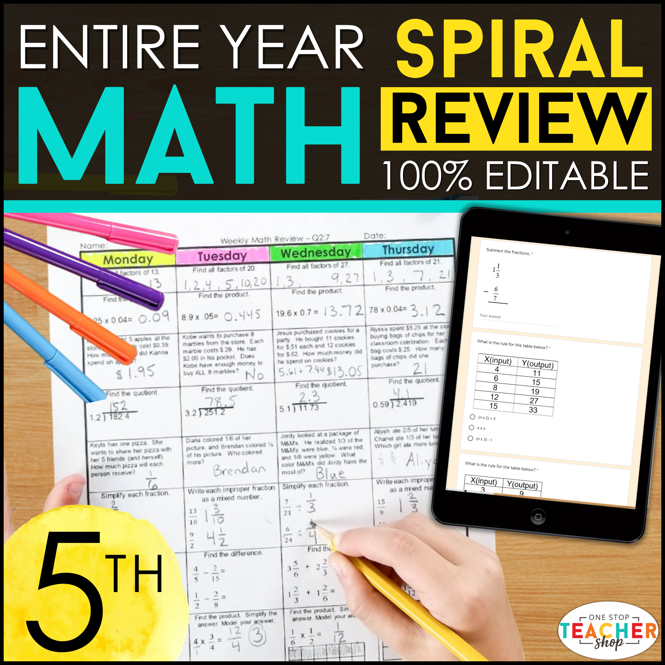 5th Grade Math Spiral Review – One Stop Teacher Shop
