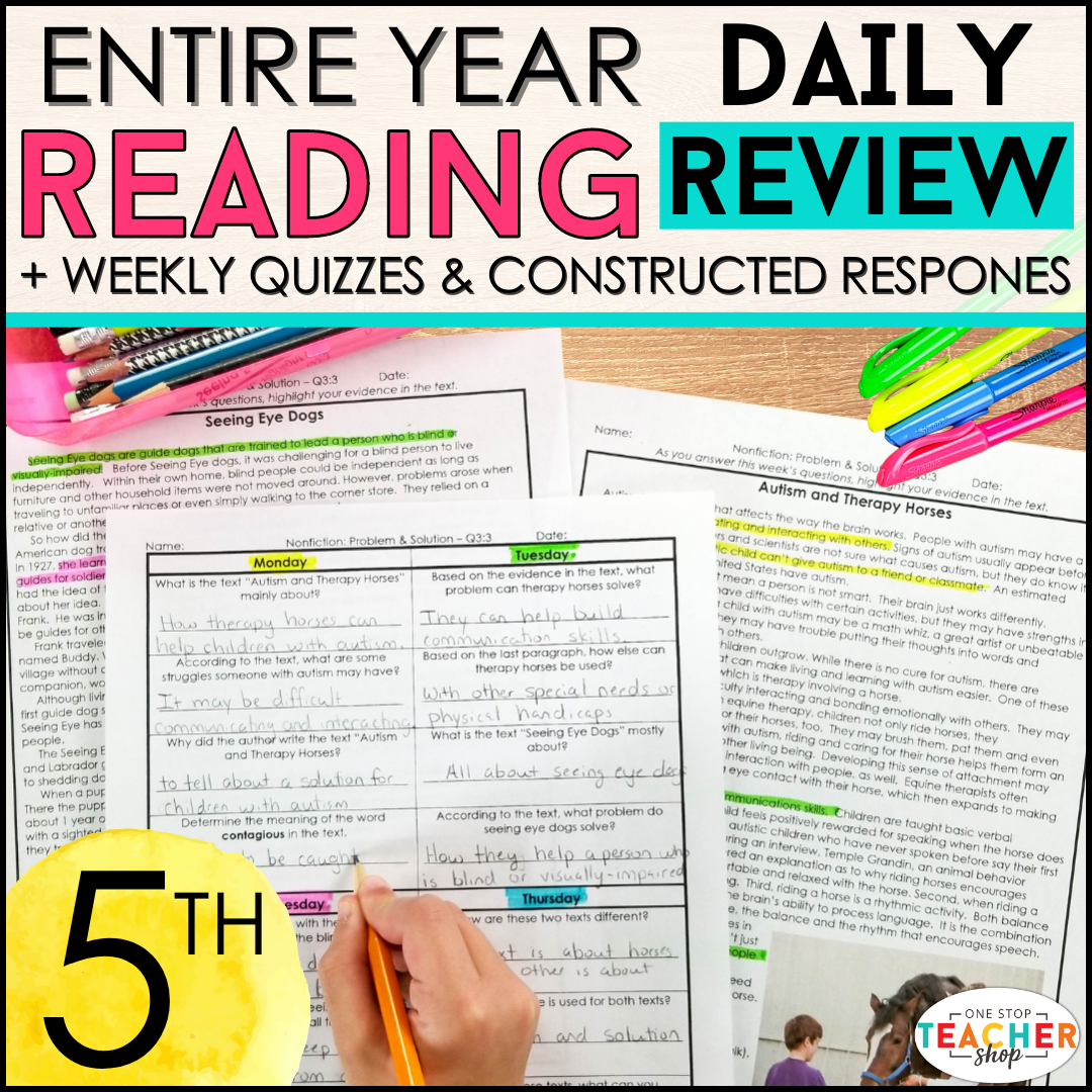 5th Grade Reading Daily Review FB – One Stop Teacher Shop