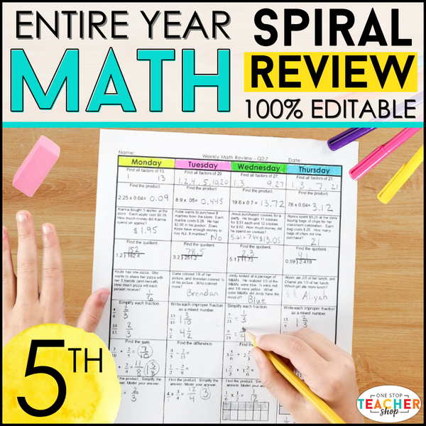 5th Grade Math Spiral Review & Quizzes – One Stop Teacher Shop